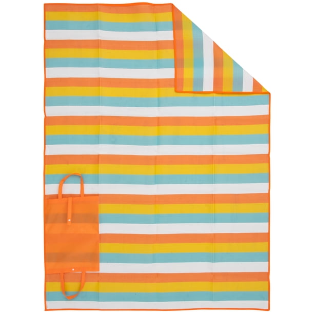 Mainstays 5'x7' Lightweight Orange Beach Mat with Carrying Case ...