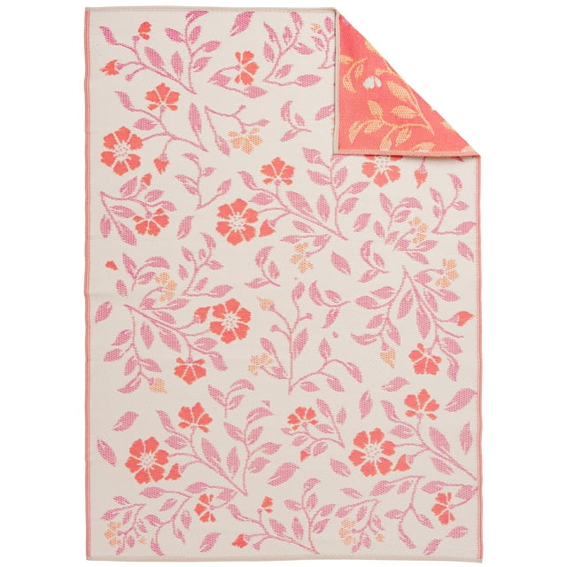 Mainstays 5'x7' Pink Floral Plastic Outdoor Rug - Walmart.com