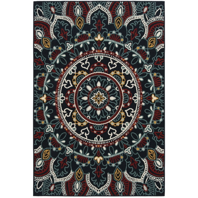 Mainstays 5'x7' Primary Medallion Outdoor Rug - Walmart.com