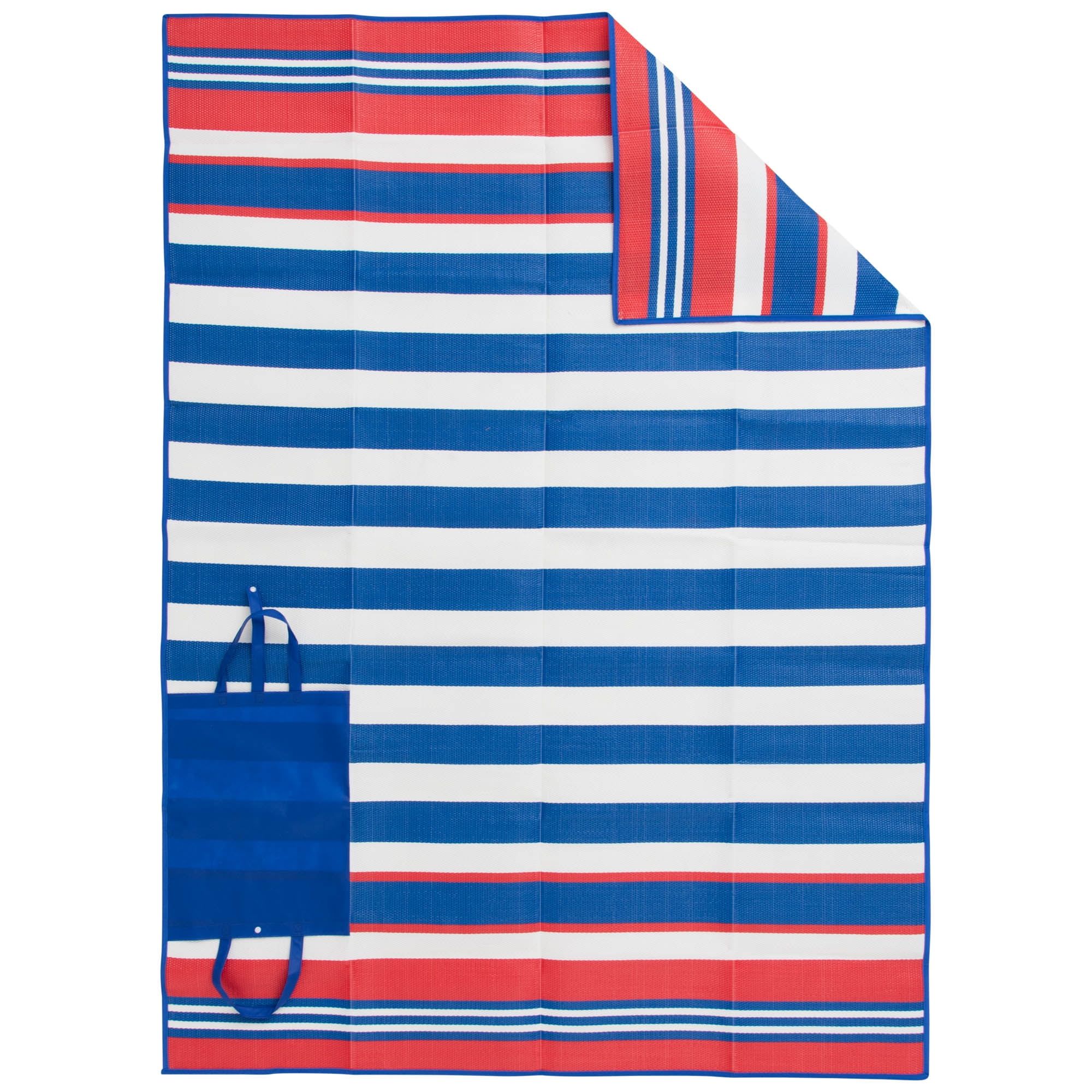 Mainstays 5x7 ft Outdoor Water-Resistant Woven Cotton Beach Mat with ...
