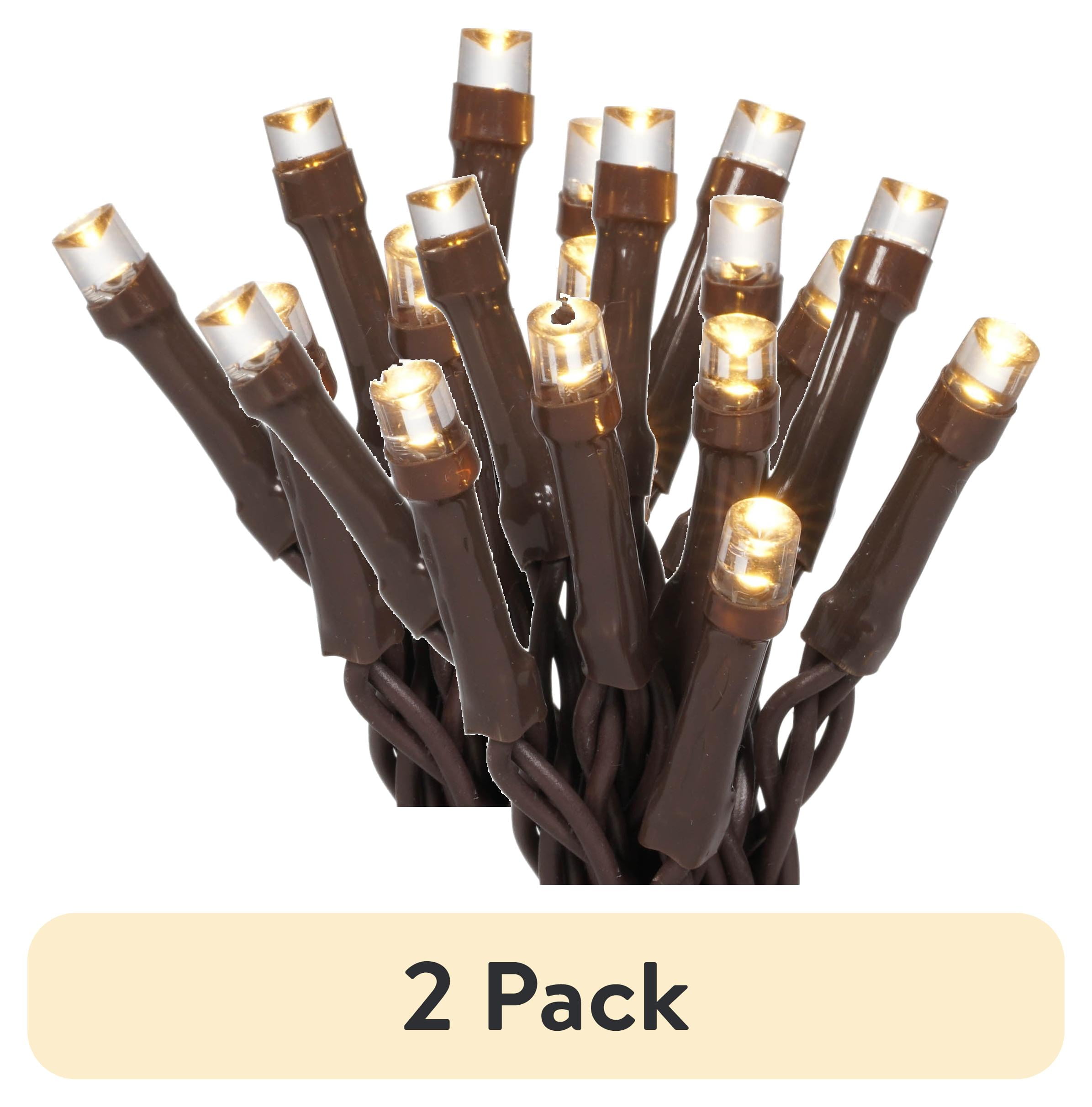 (2 pack) Mainstays 50-Count Solar Powered Warm White LED Mini Outdoor ...