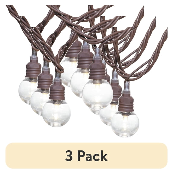 (3 pack) Mainstays 50-Count Warm White LED Plastic Globe Outdoor String ...