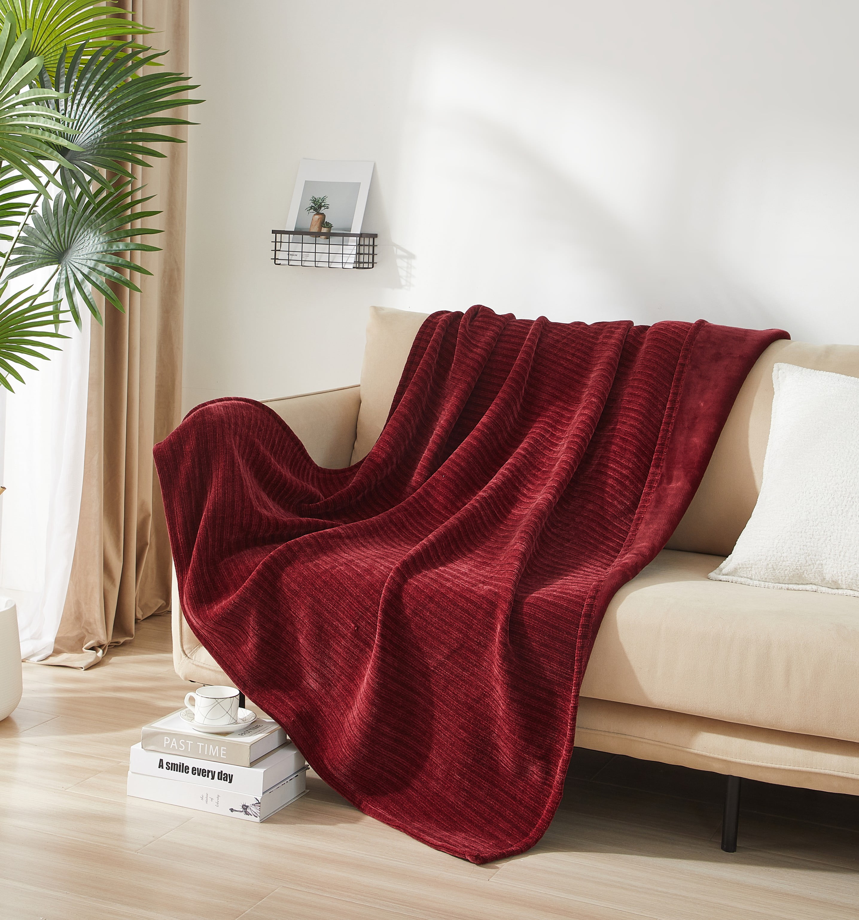 Mainstays Cozy Chenille Reverse to Plush Soft Couch Throw, Luscious ...
