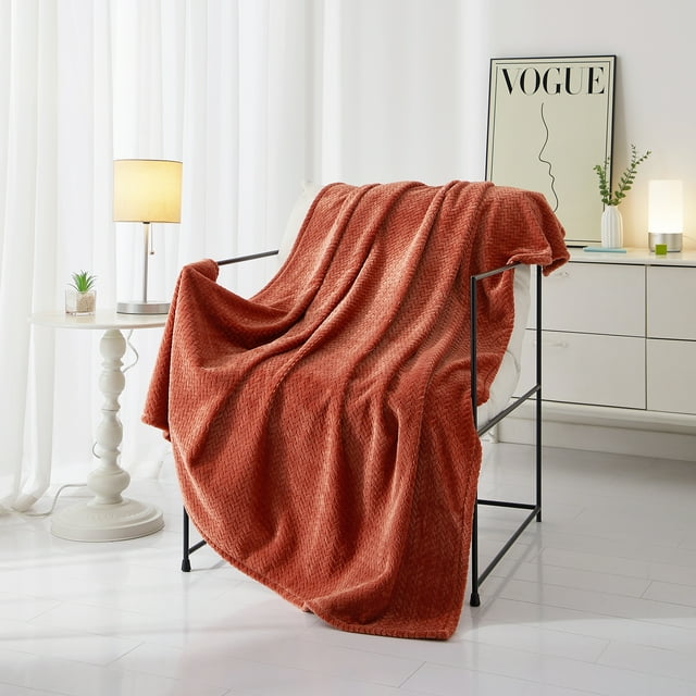 Mainstays Cozy Textured Plush Throw Blanket, Copper, 50"x60" All Ages ...