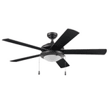 Mainstays 52" Matte Black Indoor Ceiling Fan with Light, 5 Blades, Pull ...