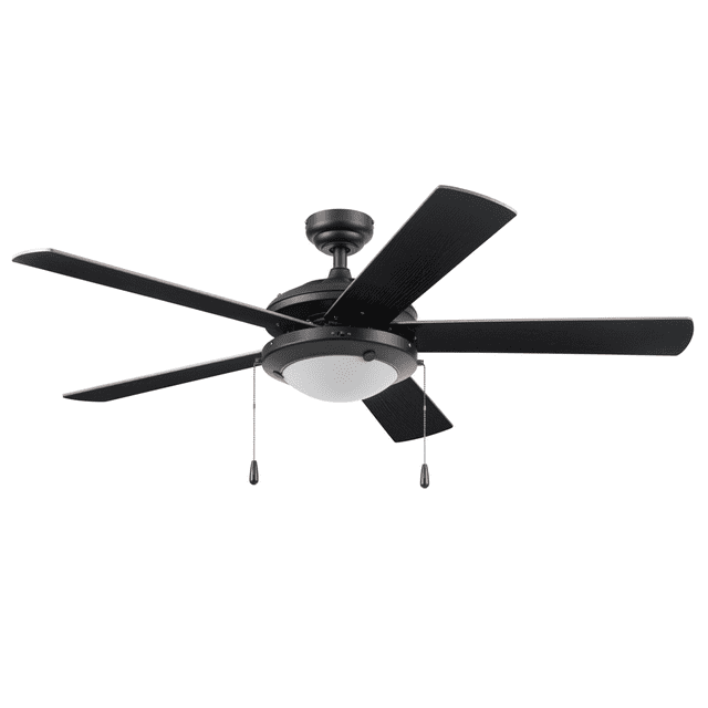 Mainstays 52" Matte Black Indoor Ceiling Fan with Light, 5 Blades, Pull ...