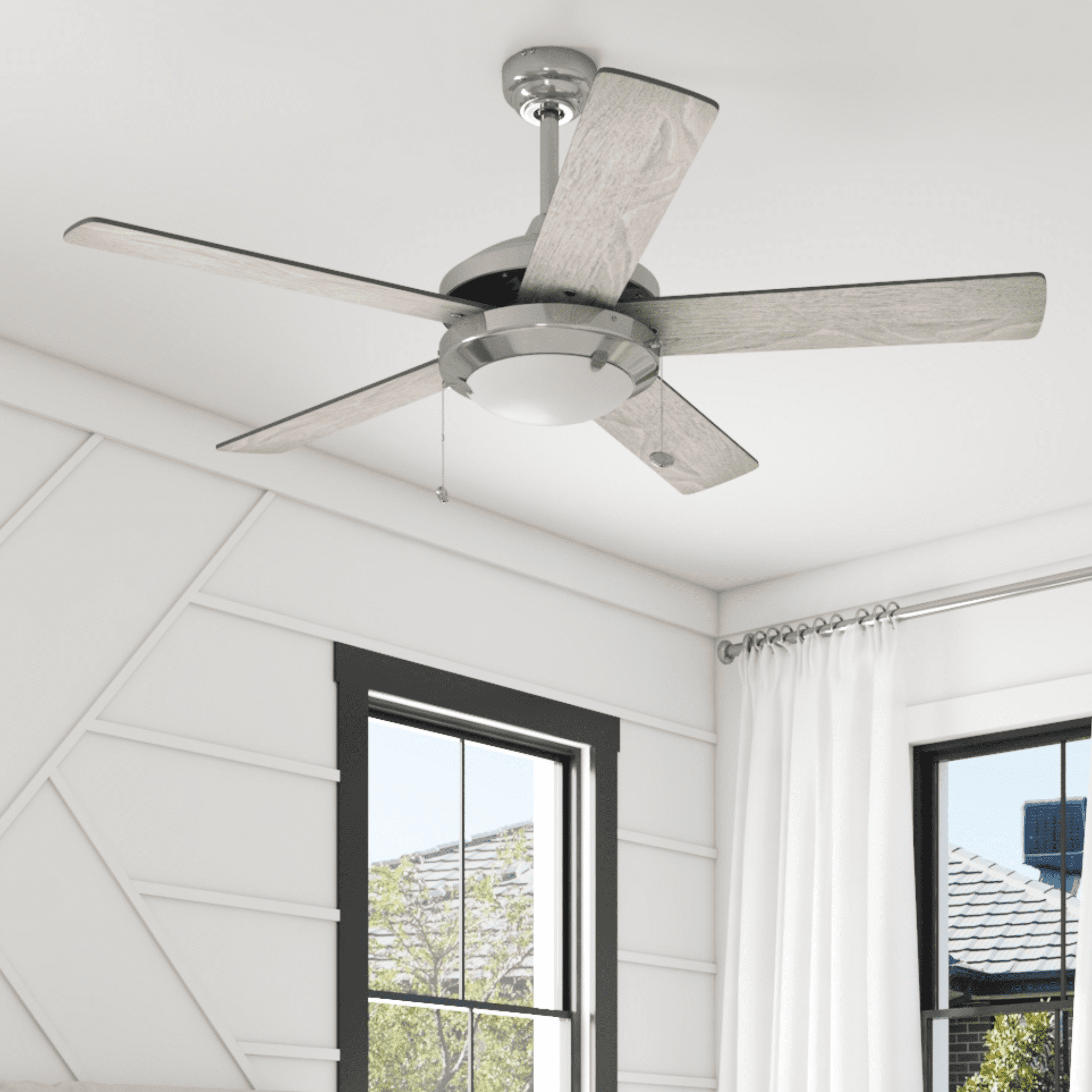 Mainstays 52" Transitional Satin Nickel Indoor Ceiling Fan with Light ...