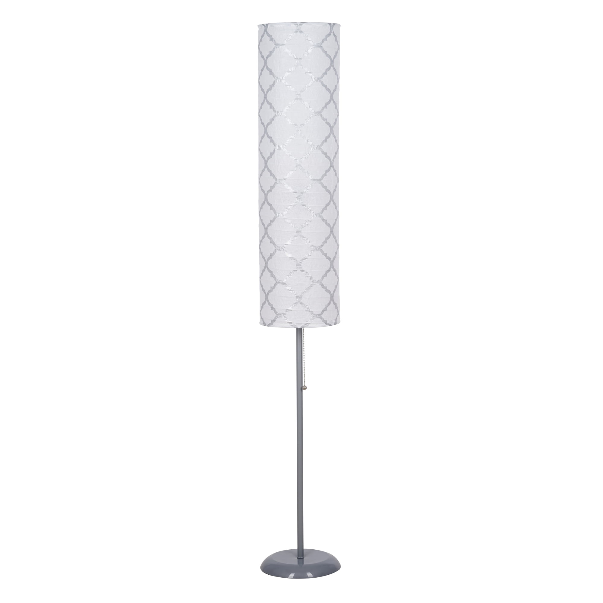 Mainstays 54" Metallic Silver Rice Paper Shade Floor Lamp, LED Bulb ...