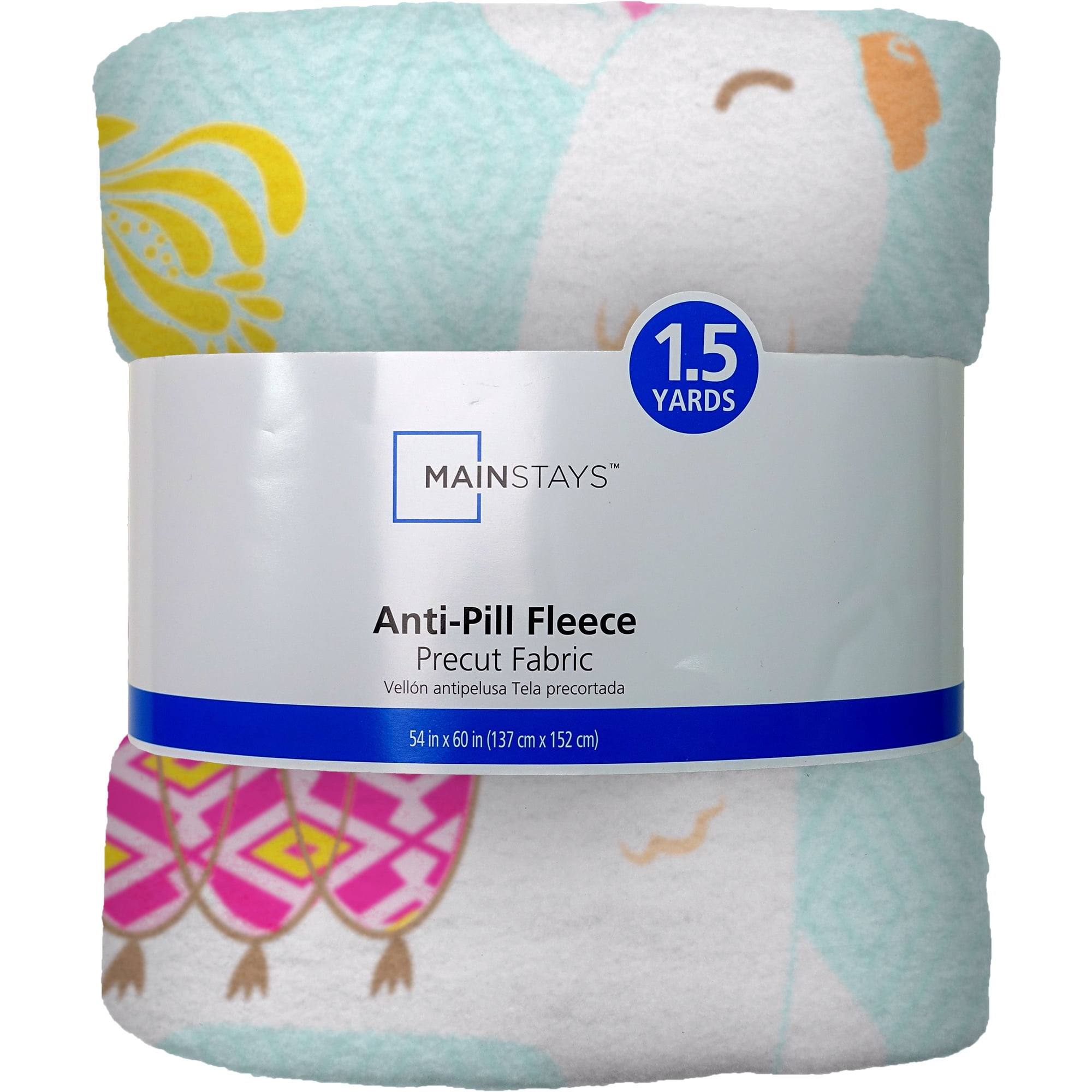 Mainstays 58" x 1.5 yard Lux Anti-pill Fleece Happy Llamas Fabric ...