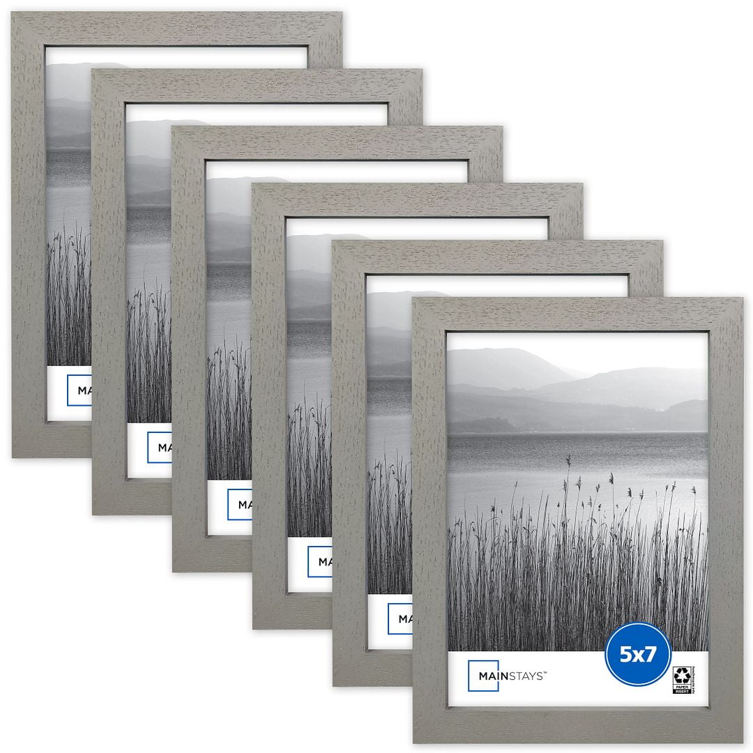 Mainstays 5x7 Linear Gallery Wall Picture Frame, Gray, Set of 6 ...