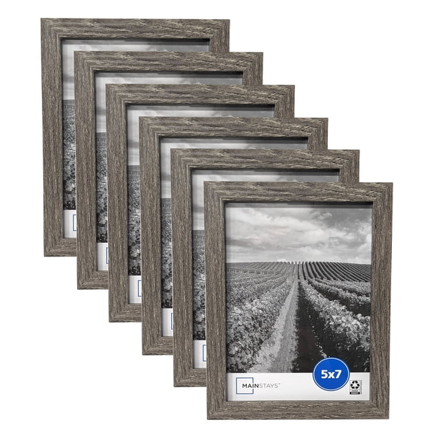Mainstays 5x7 Linear Gallery Wall Picture Frame, Rustic Gray, Set of 6 ...