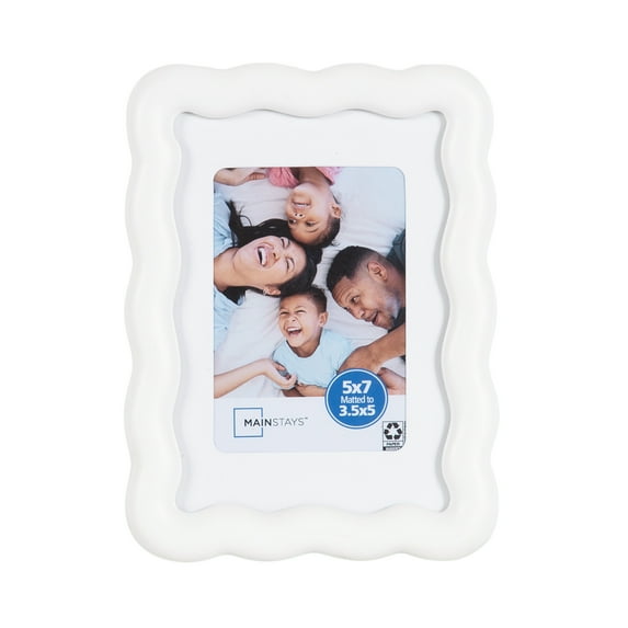 Mainstays White Wavy 5x7 and 3.5x5 Picture Frame, Decorative Tabletop ...
