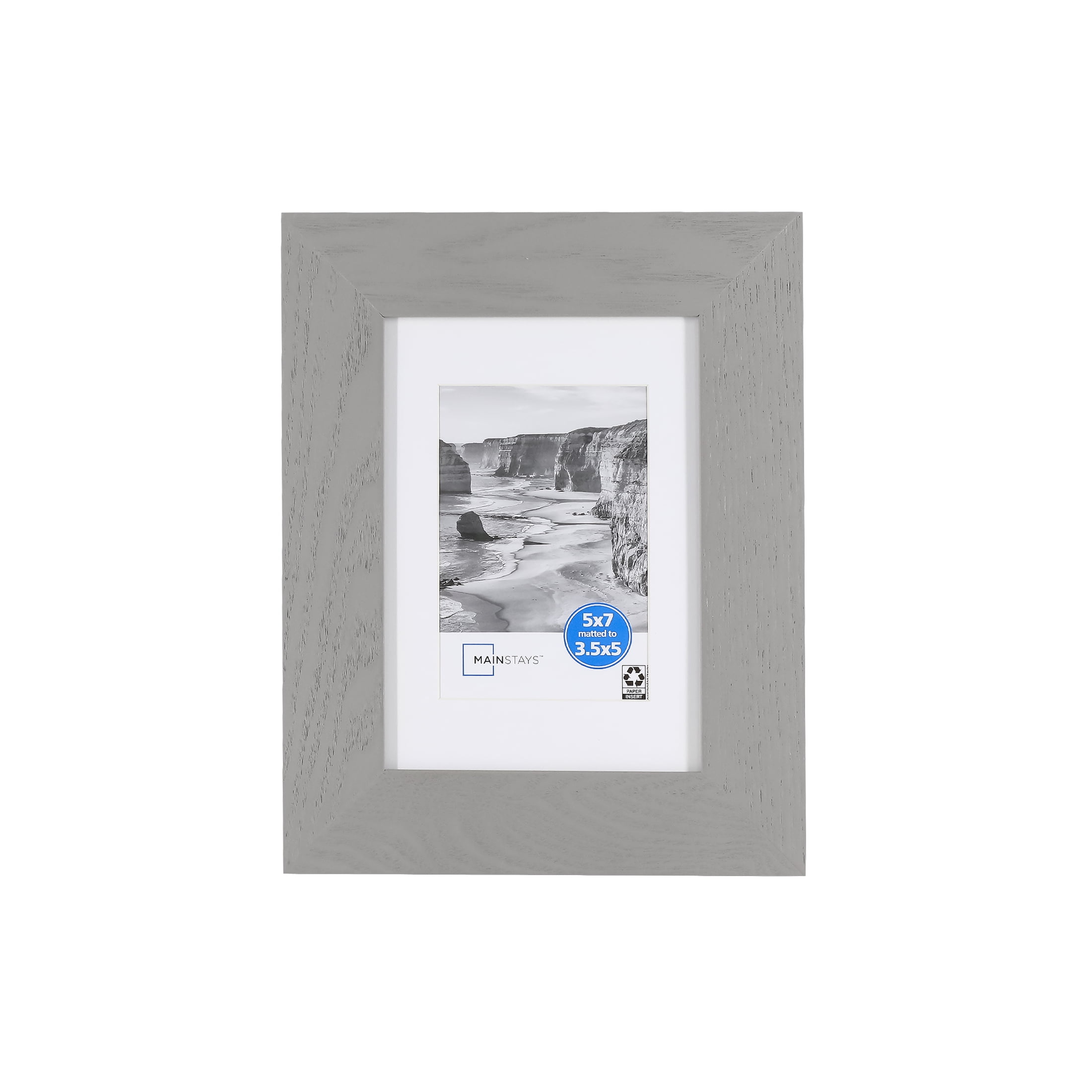 Mainstays 5x7 Grey Gallery Frame Matted to 3.5x5 for Photo or Artwork ...