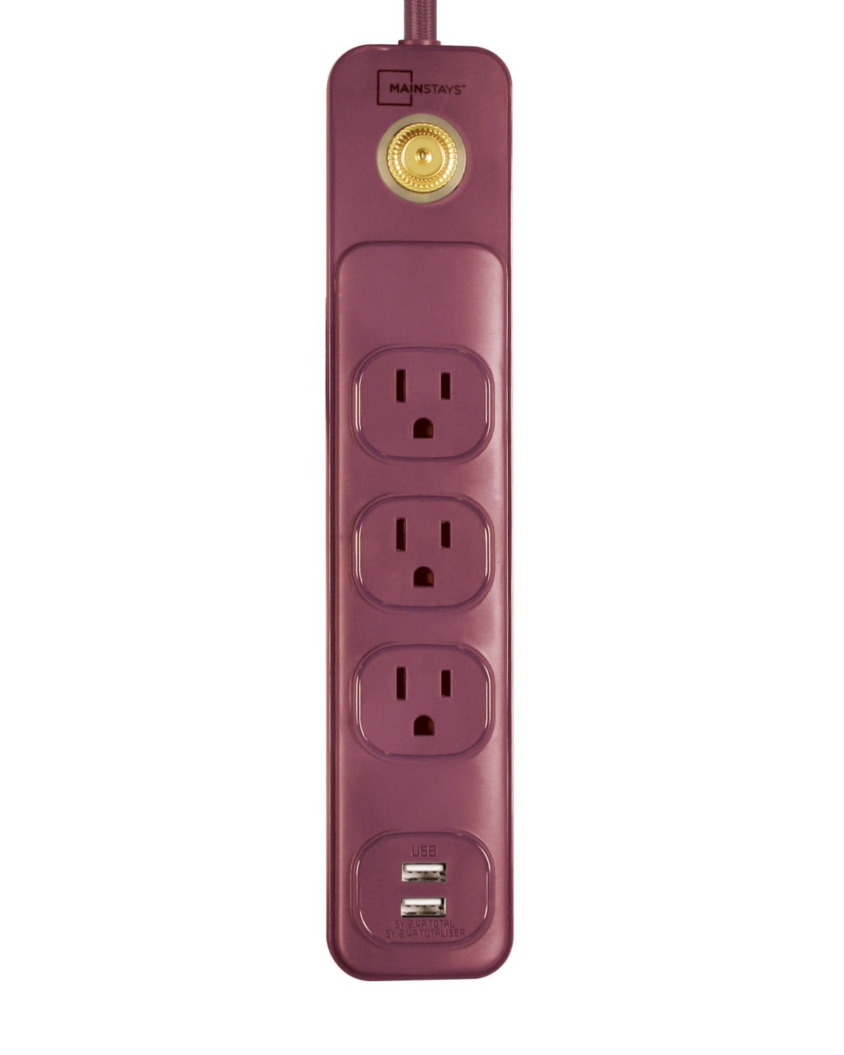 Mainstays 6' 14/3 SJT 3-Outlet Red Burgundy Retro Design Power Strip W ...