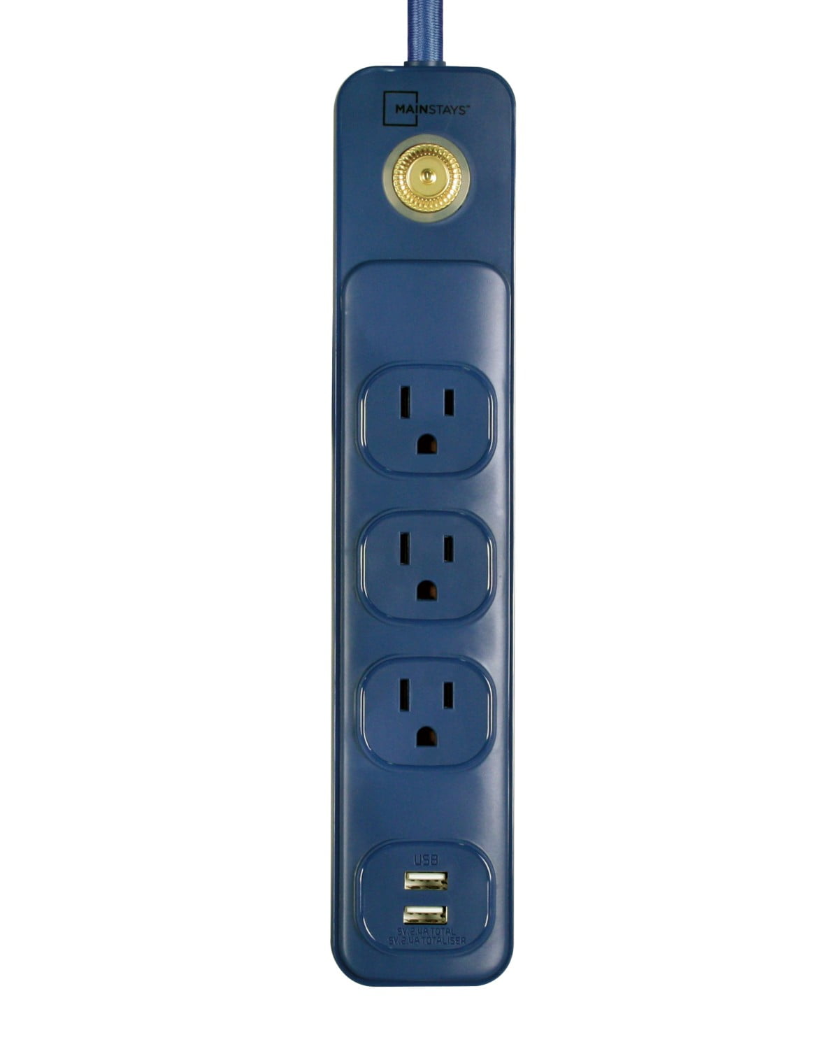 Mainstays 6' 14/3 SJT 3-Outlet Washed Indigo Retro Design Power Strip W ...