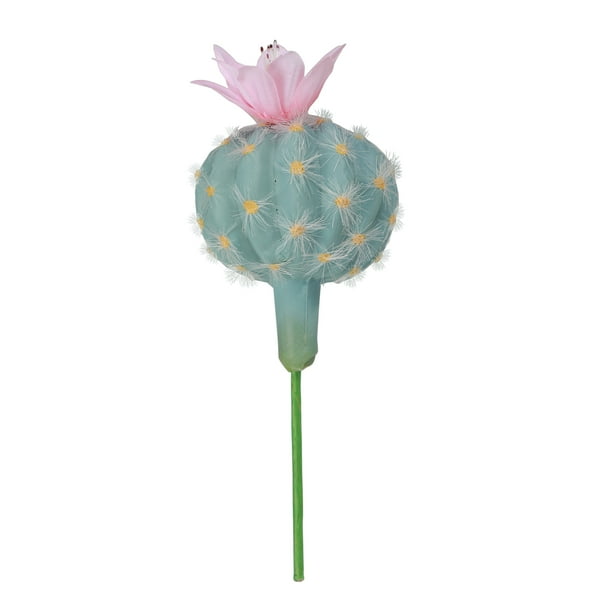Mainstays 6.4" Artificial Cactus Pick, Teal with Pink Flower - Walmart ...
