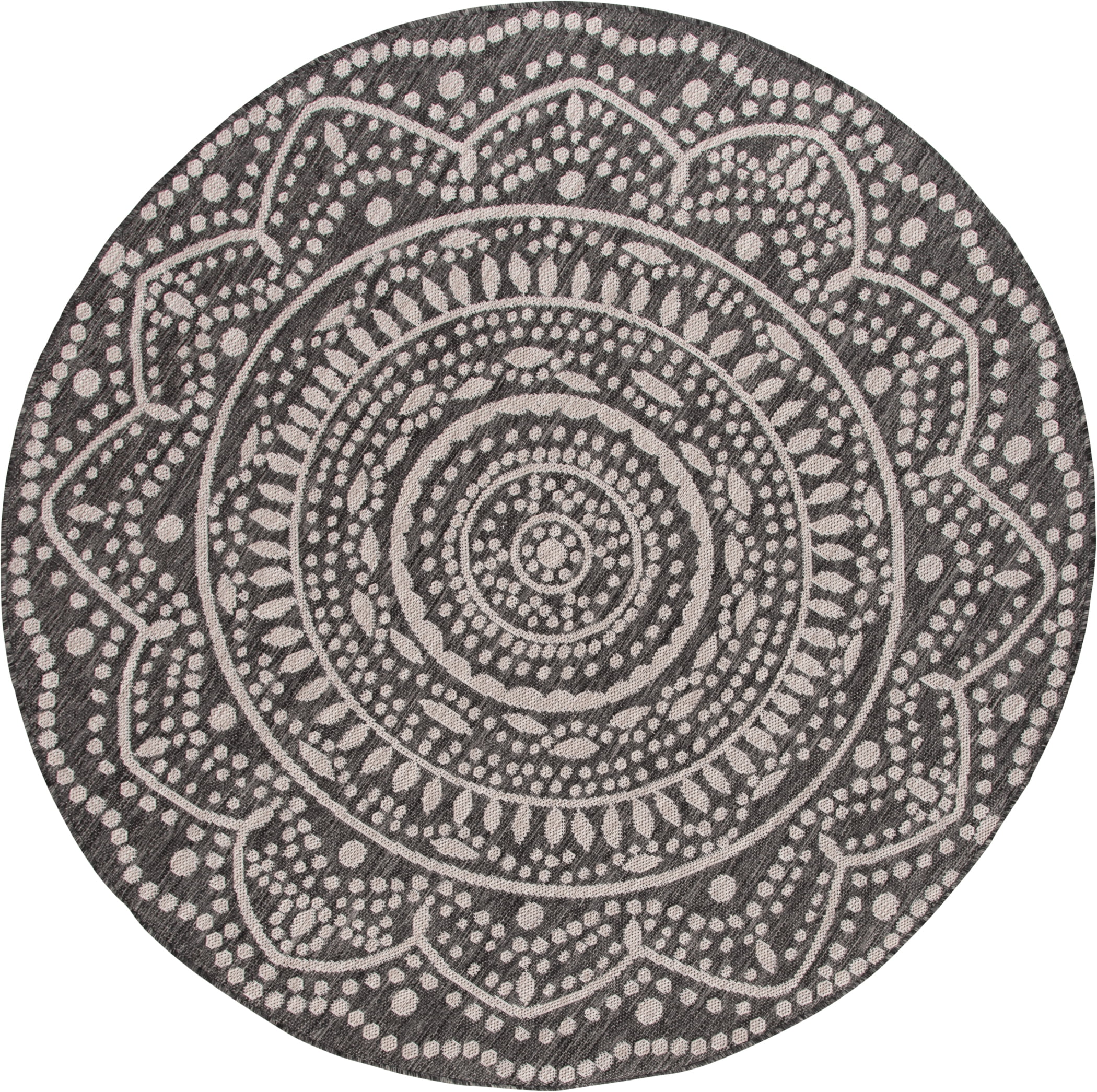 Mainstays 6.5' x 6.5' Round Gray Polypropylene Medallion Outdoor Area ...