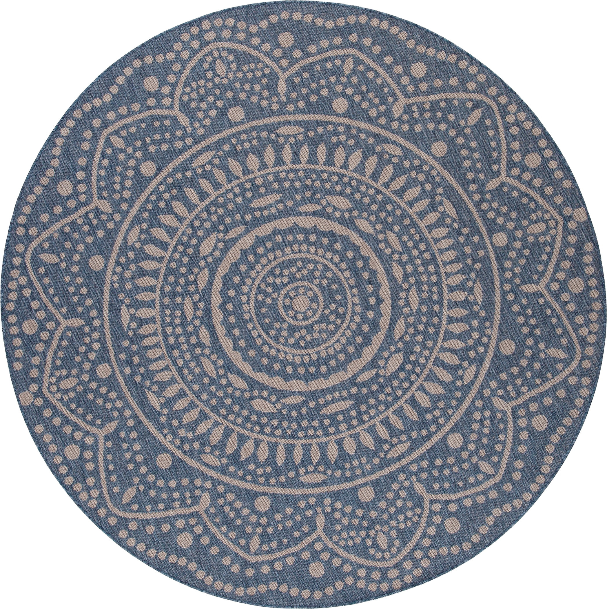Mainstays 6'6" Round Blue Global Medallion Outdoor Area Rug - Walmart.com