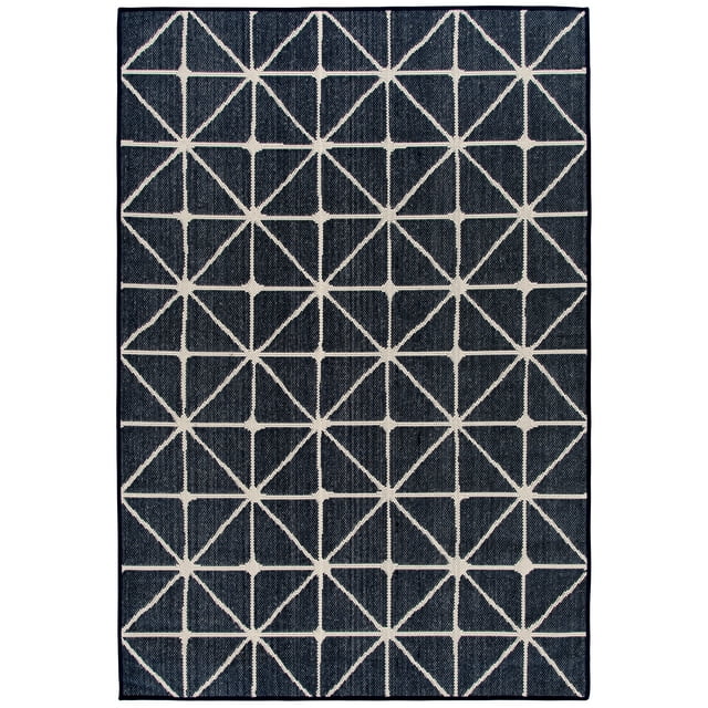 Mainstays 6'6"x9'6" Navy Blue Geometric Outdoor Area Rug - Walmart.com