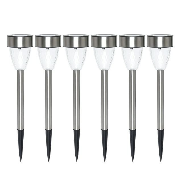 Mainstays 6-Count Solar-Powered Tapered Column Pathway LED Light Set in ...