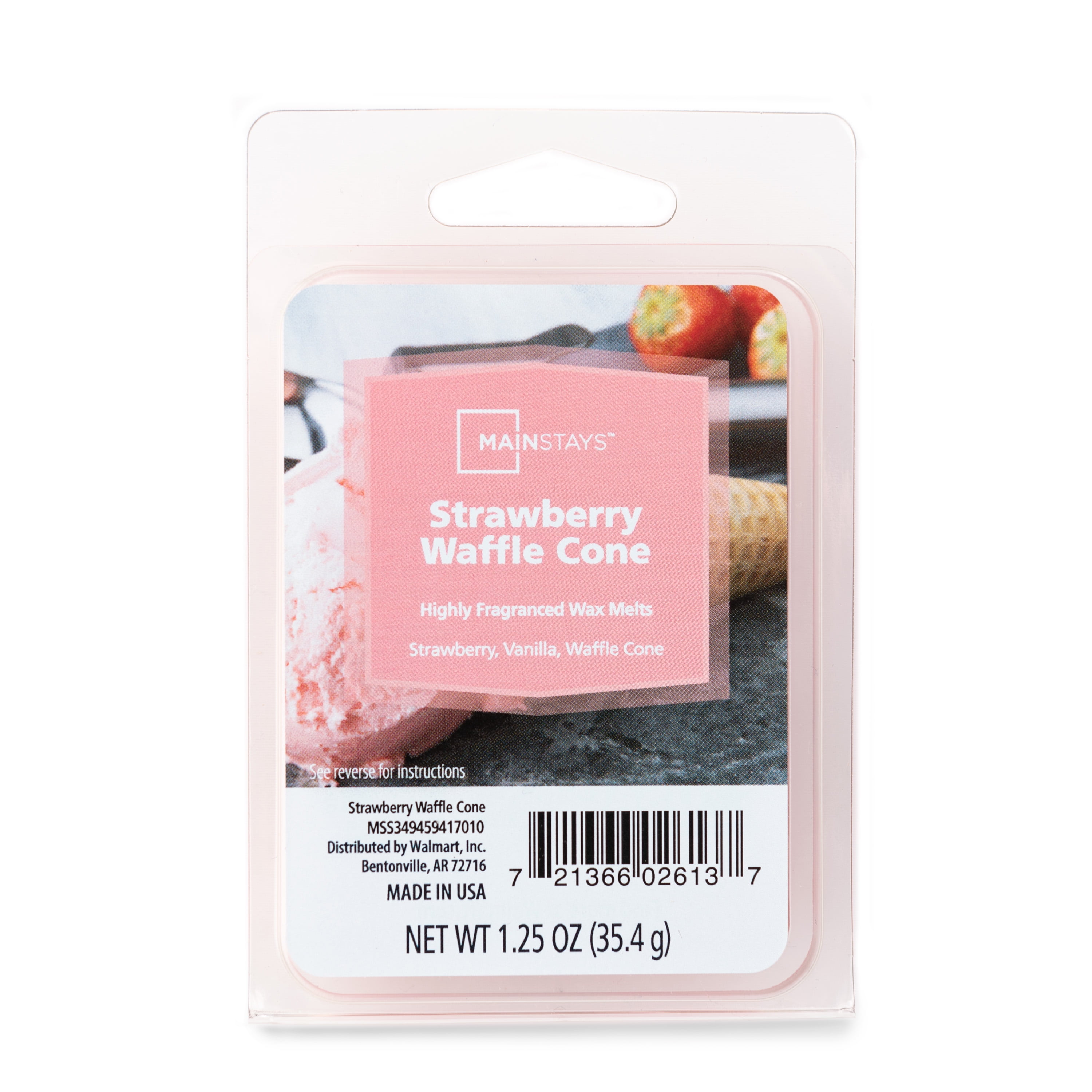 Mainstays Strawberry Wafflecone Wax Melts 1.25 oz 6 Cubes Vanilla Ice ...