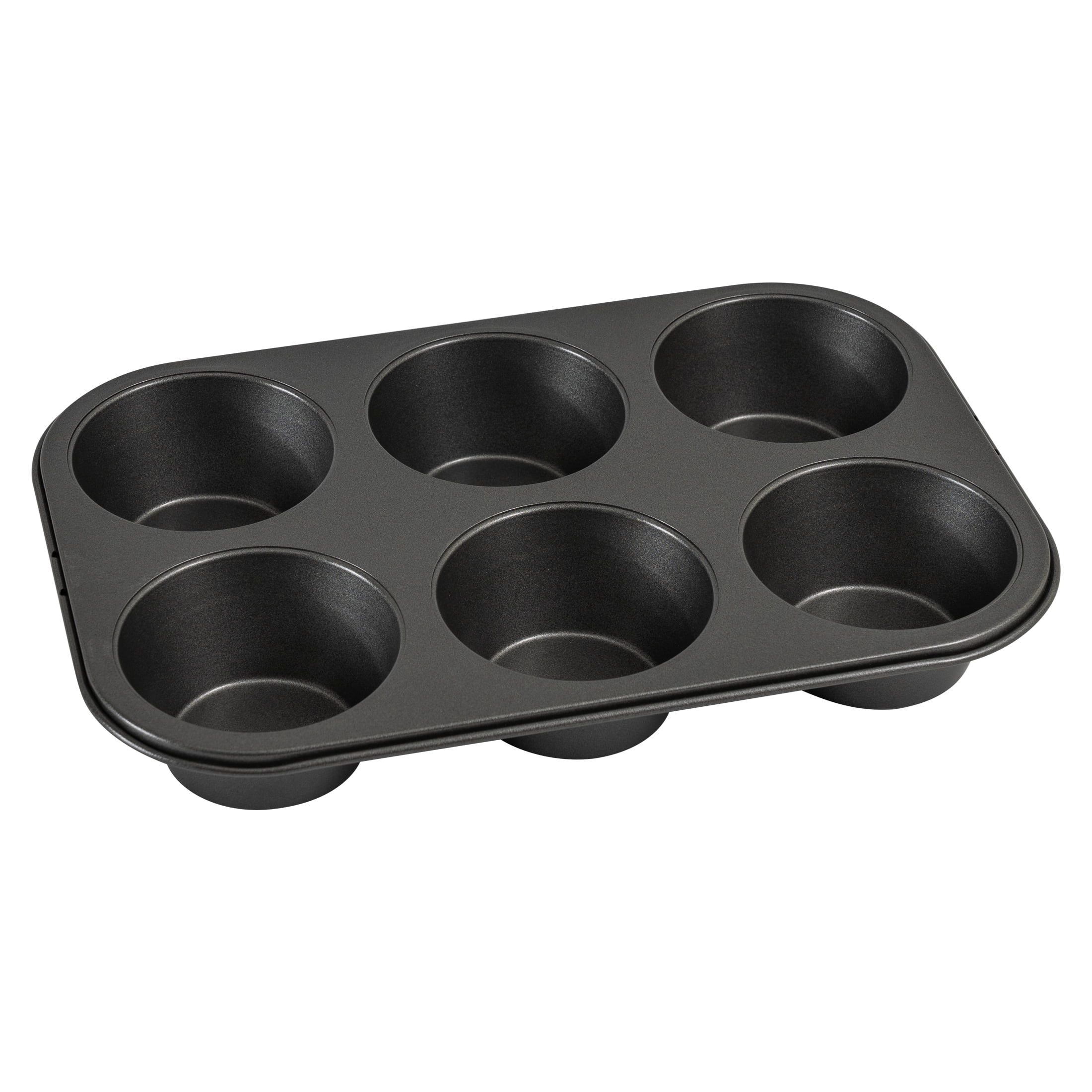 Mainstays Non-Stick Jumbo Muffin Pan 6 Cup, Carbon Steel, Gray, 3.4 ...