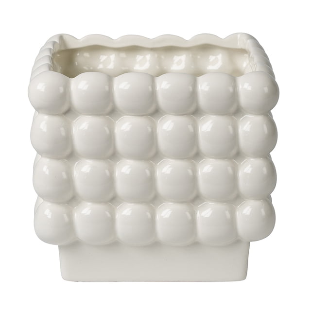 Mainstays 6”D x 5.7”H Square Ceramic Dot Planter, White - Walmart.com
