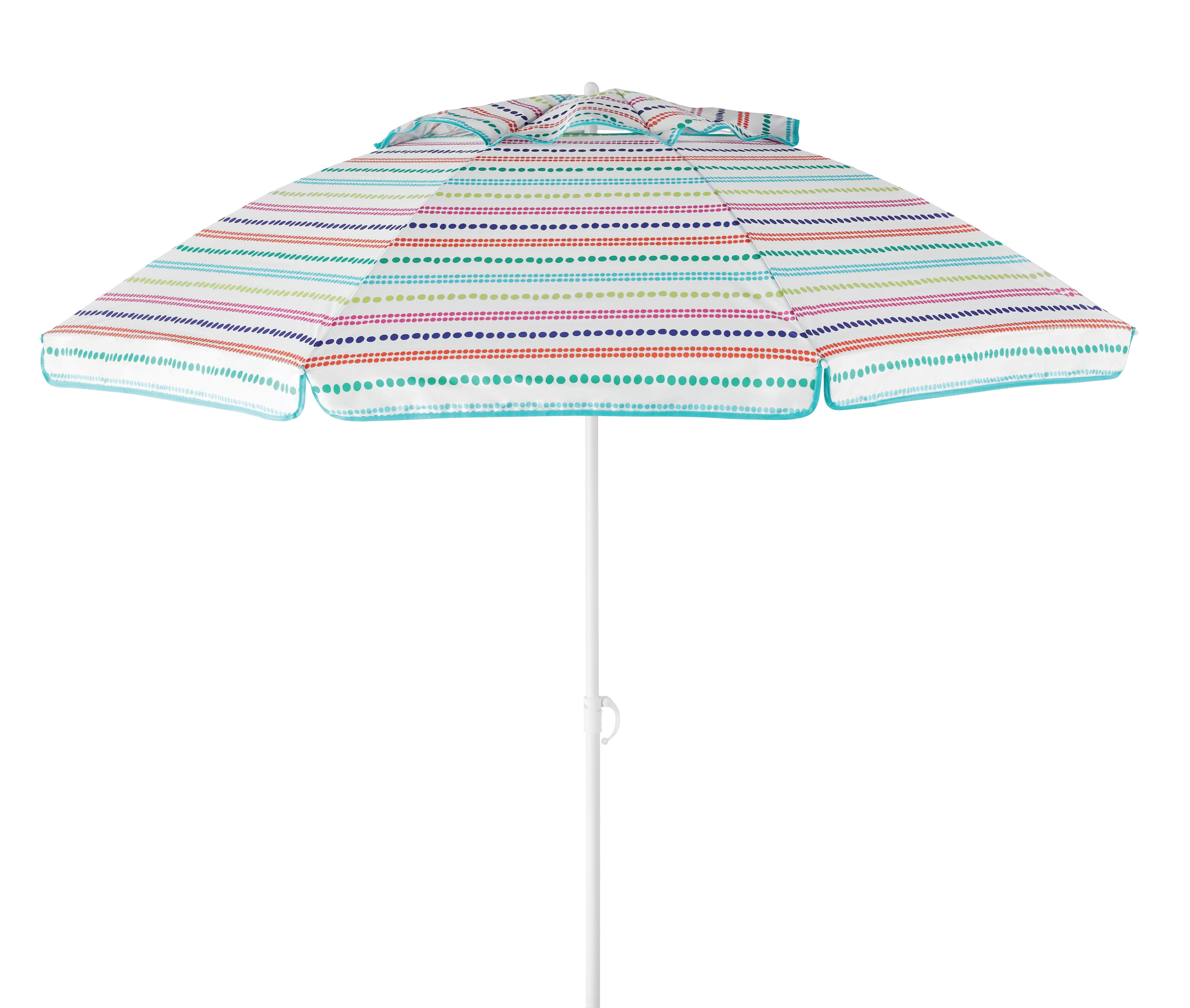 Mainstays 6' Dotted Line Stripe Portable Beach Umbrella UV Protection ...