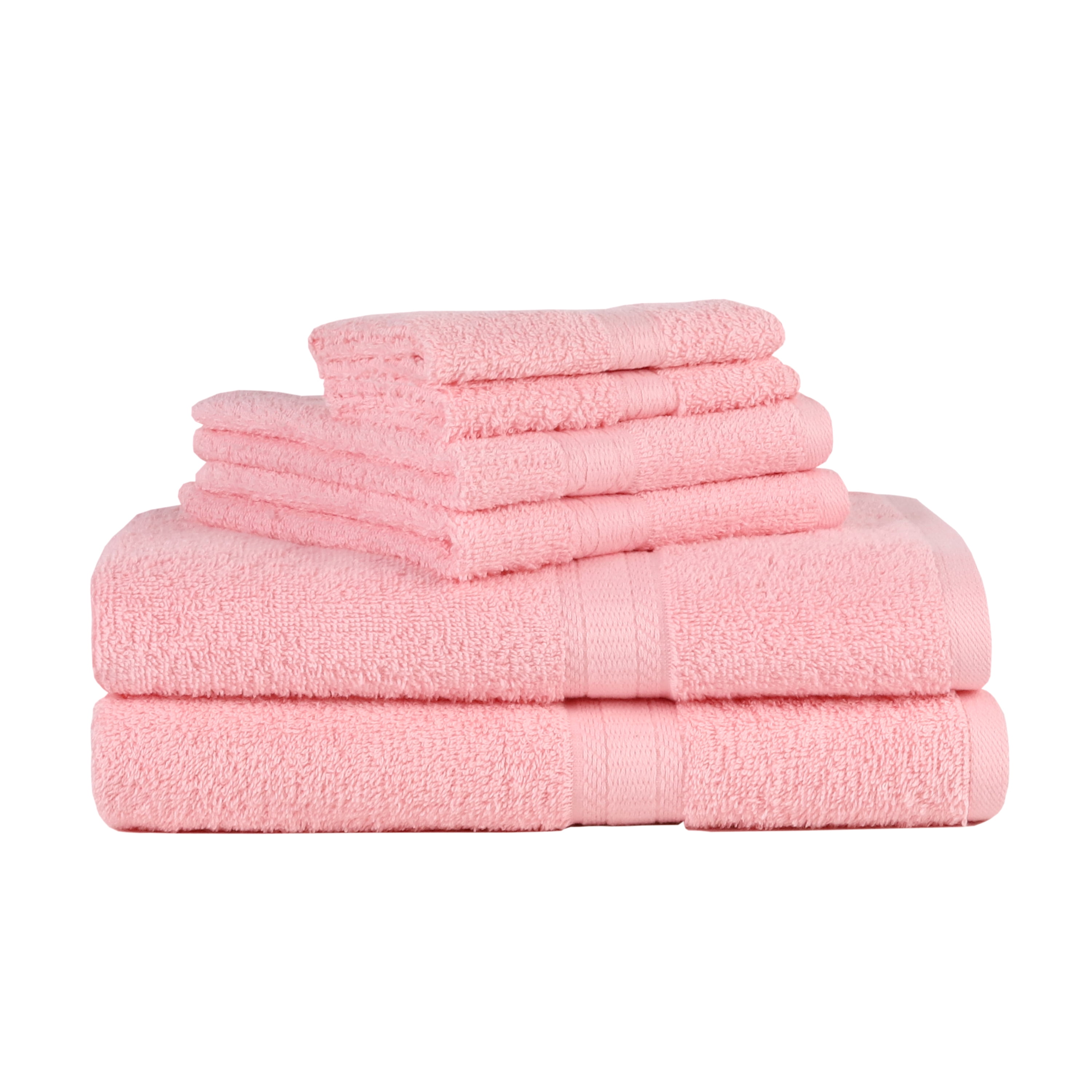 Mainstays 6 Piece 100% Cotton Towel Set, 2 Bath , 2 Hand and 2 ...