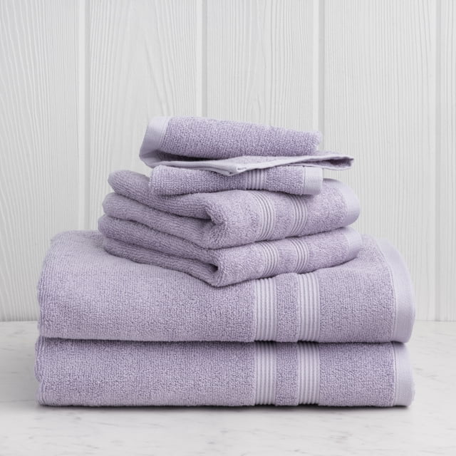 Mainstays 6-Piece Performance Solid Bath Towel Collection - Iris ...