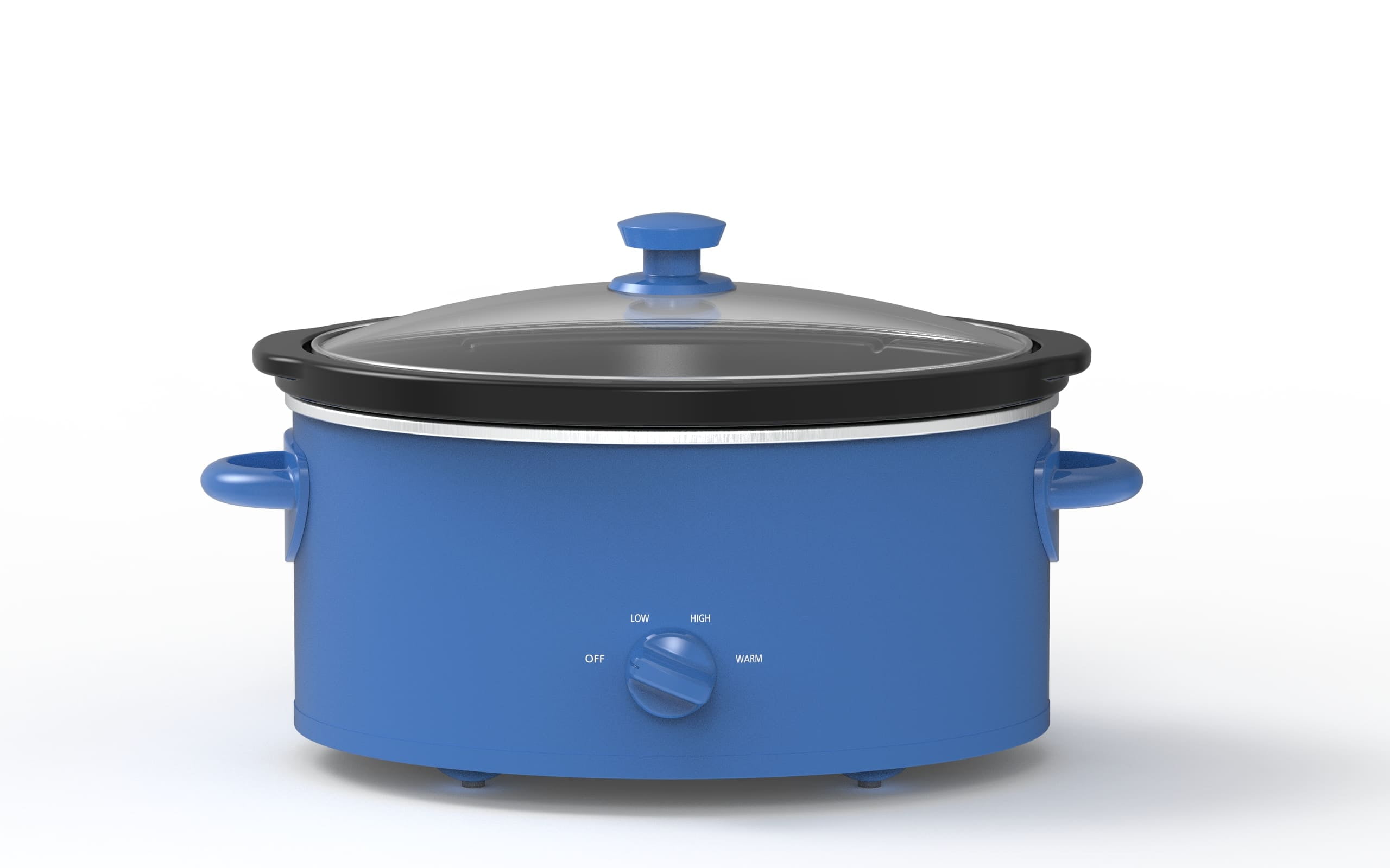 Mainstays 6 Quart Oval Slow Cooker Royal Blue with Glass Lid, 3 ...