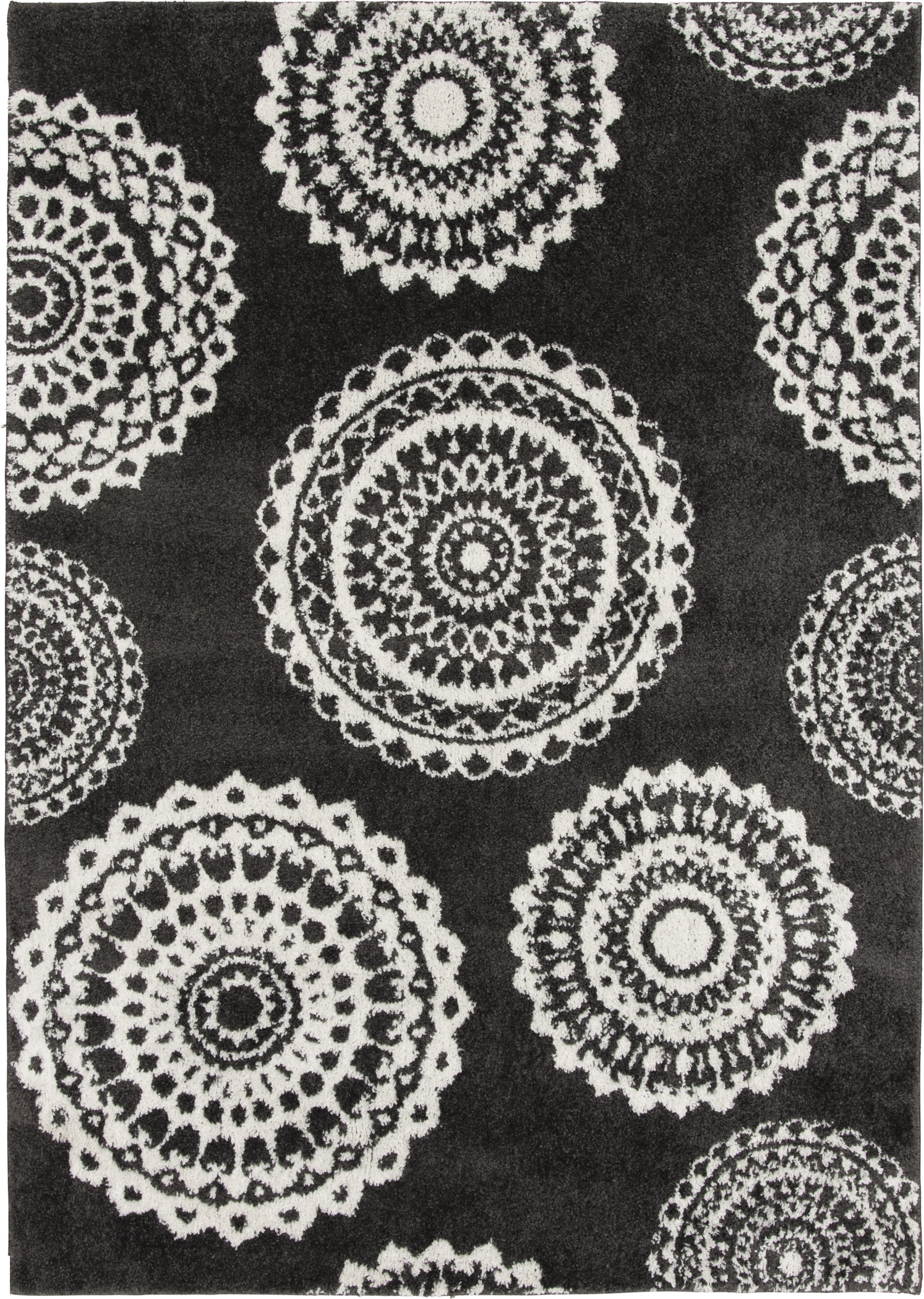 Mainstays 6'X 9' Charcoal Gray Medallion Shag Area Rug - Walmart.com