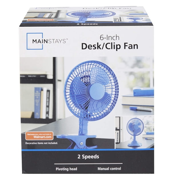 Mainstays 6 in 2-Speed Quiet Clip On Desk Fan - Walmart Business Supplies