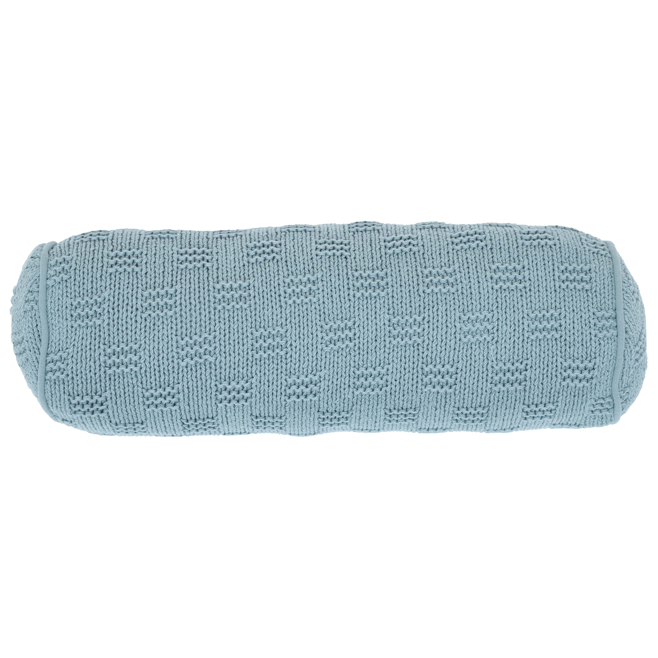Mainstays 6" x 18" Blue Cotton Knit Bolster Decorative Pillow - Walmart.com