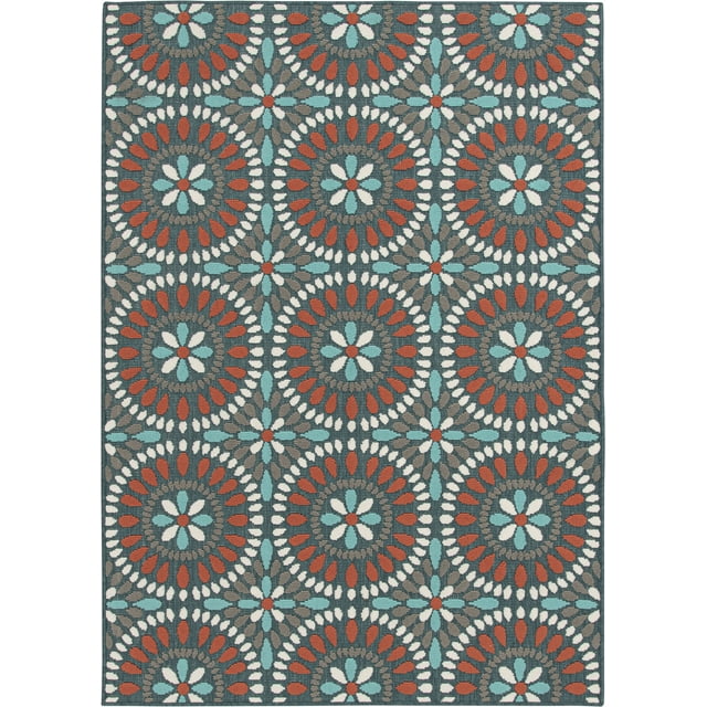 Mainstays 6' x 9' Multi Medallion Polypropylene Outdoor Area Rug ...