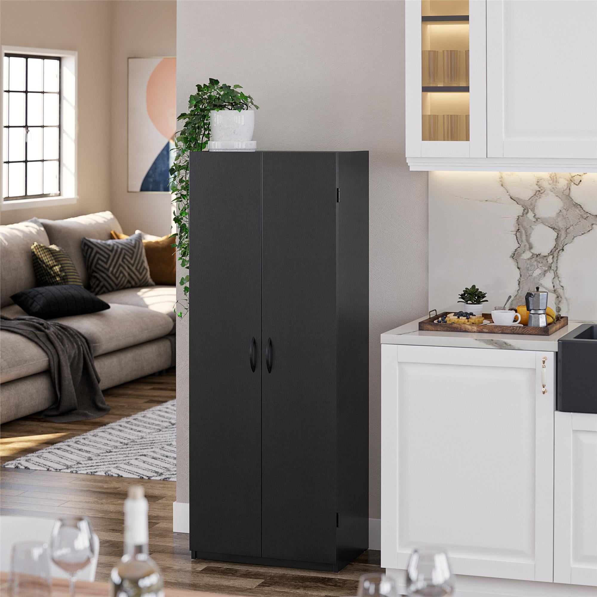 Mainstays 60" 2 Door Storage Cabinet, Black - Walmart.com