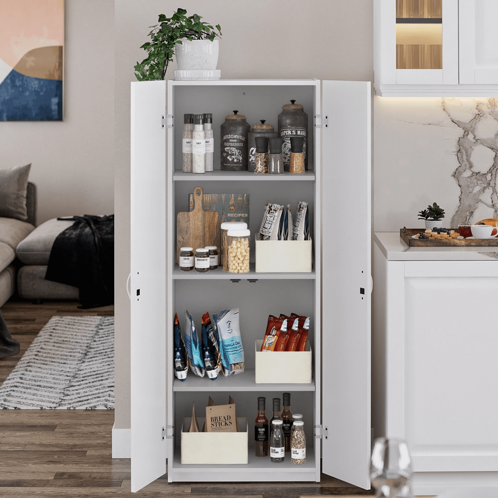 Mainstays 60 2 Door Storage Cabinet White Walmart