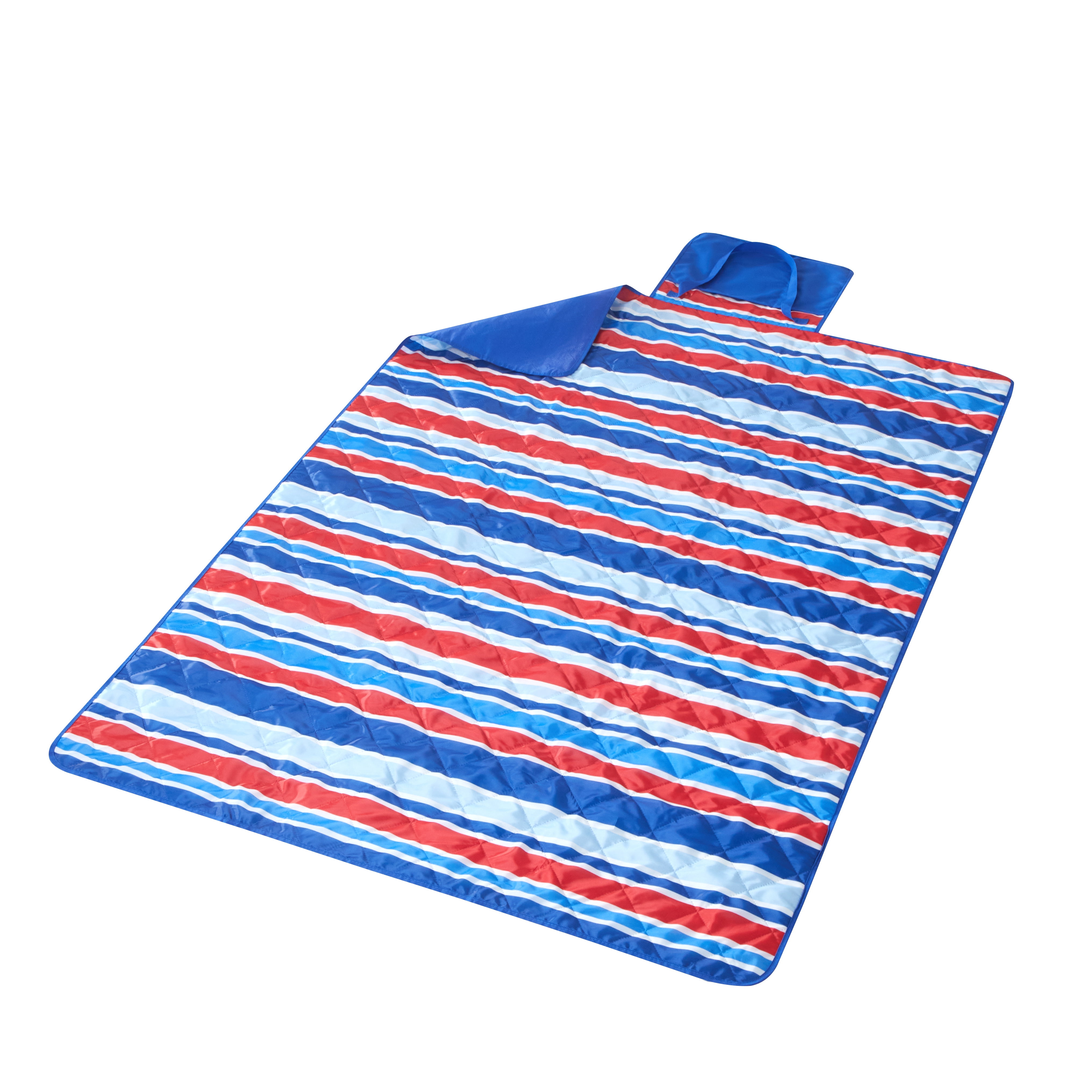 Mainstays 60''*70'' Americana Stripe Picnic Blanket & Mat for 2 Adults ...