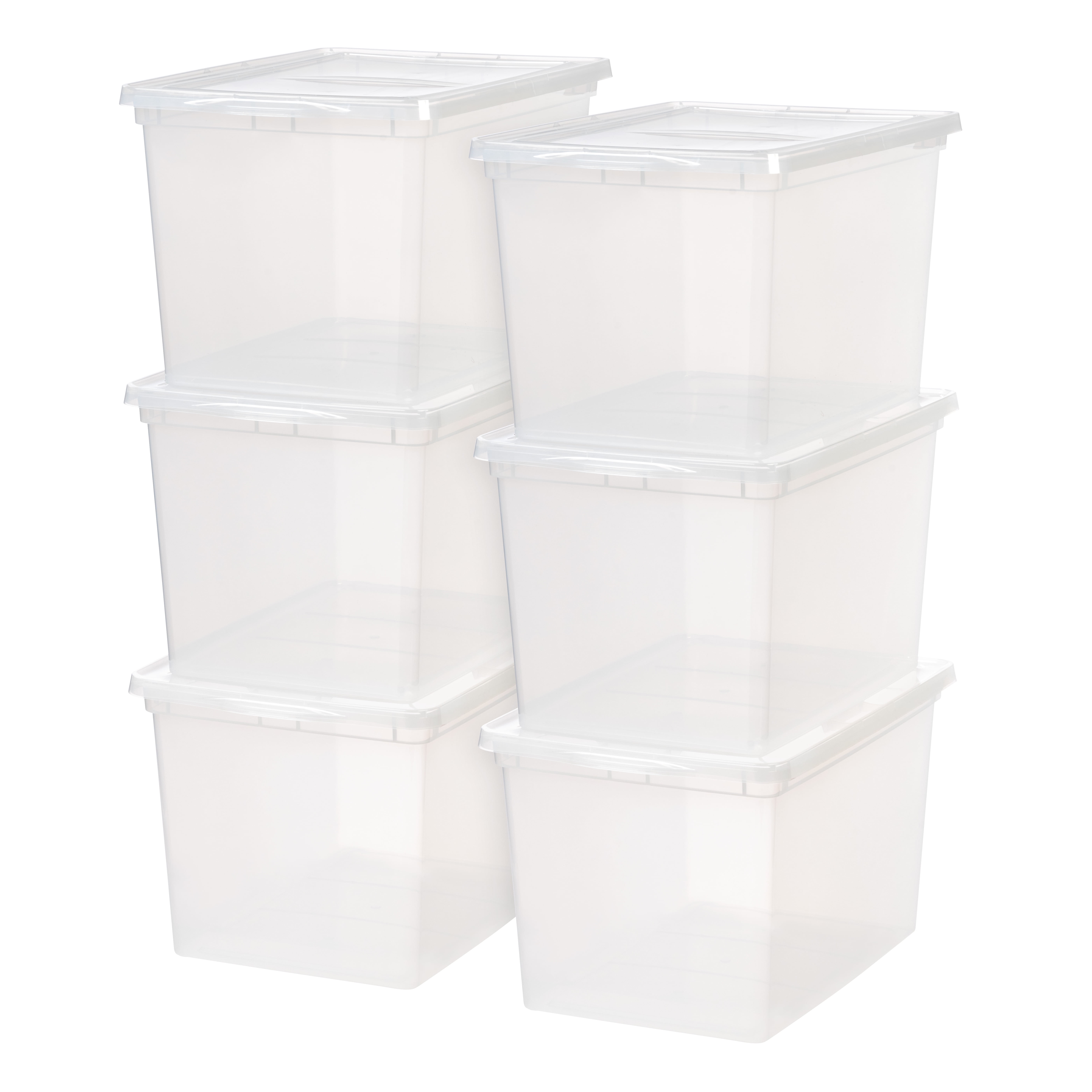 Mainstays 68 Qt. Plastic Storage Bins with Lids, Stackable Storage ...