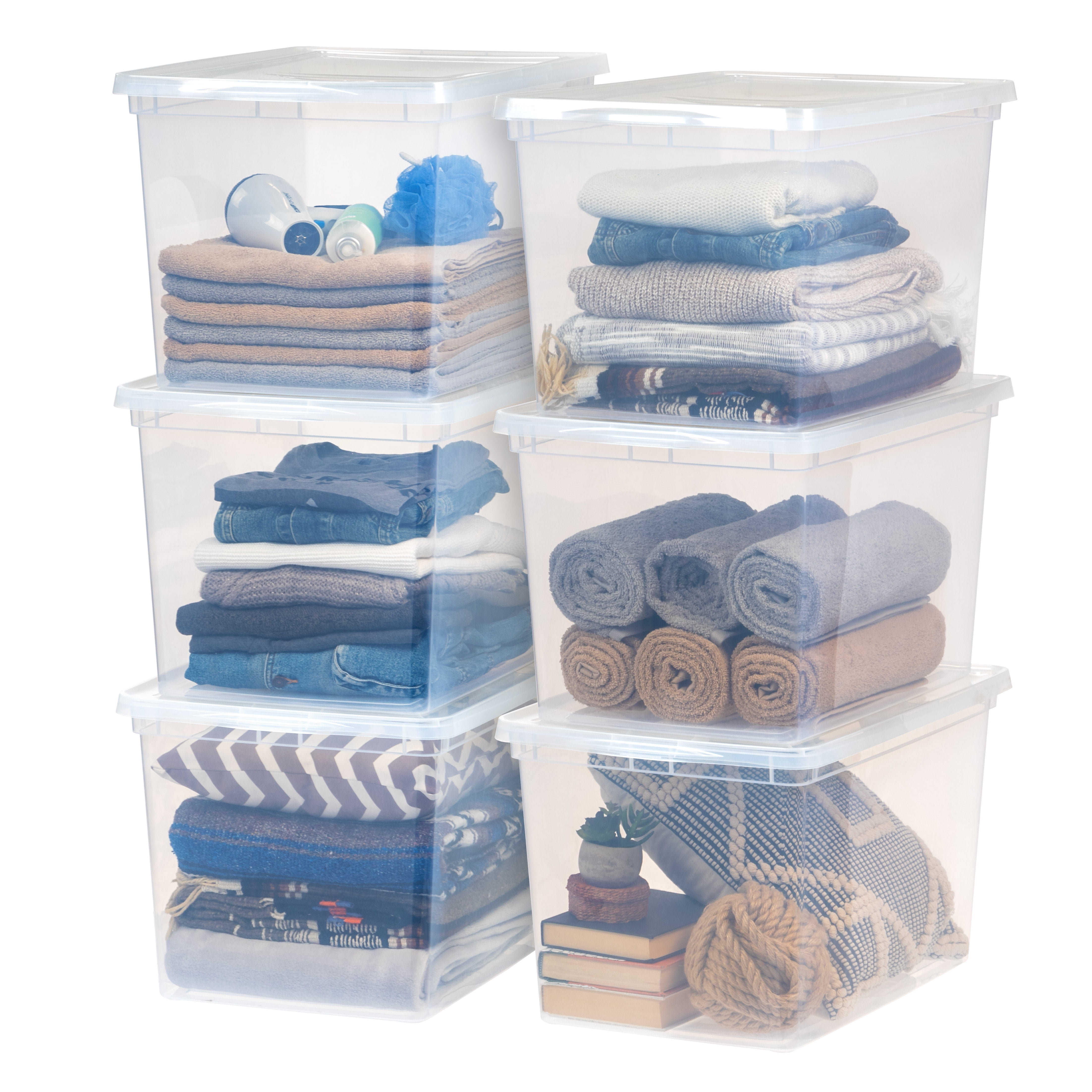 Mainstays 68 Qt. Plastic Storage Bins with Lids, Clear, Stackable Totes ...