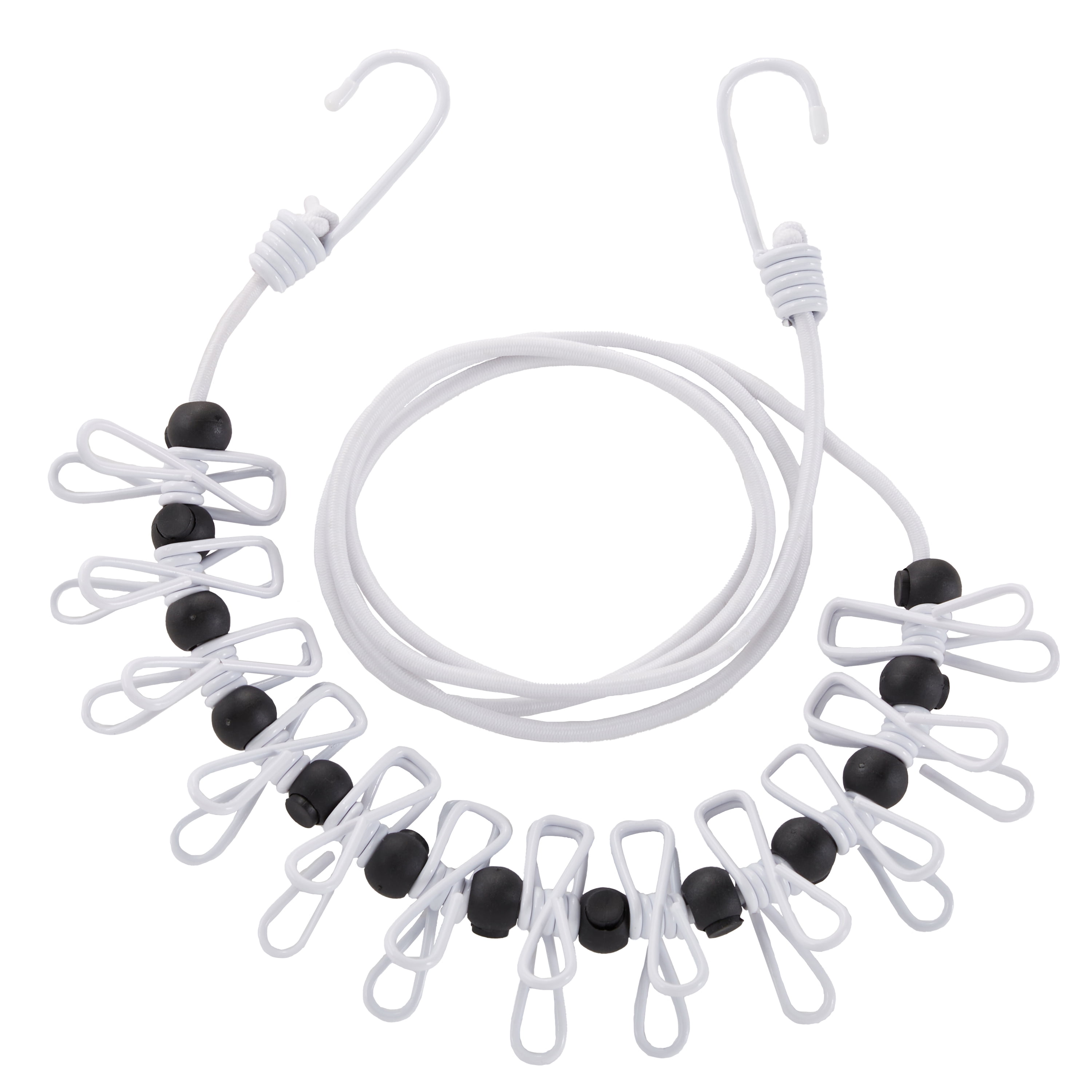 Mainstays 6ft Portable Indoor Outdoor Bungee Clothesline with 12 ...