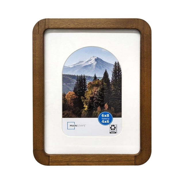 Mainstays – 4x6 Picture Frame – Walnut Wood Finish Mattted Rounded ...