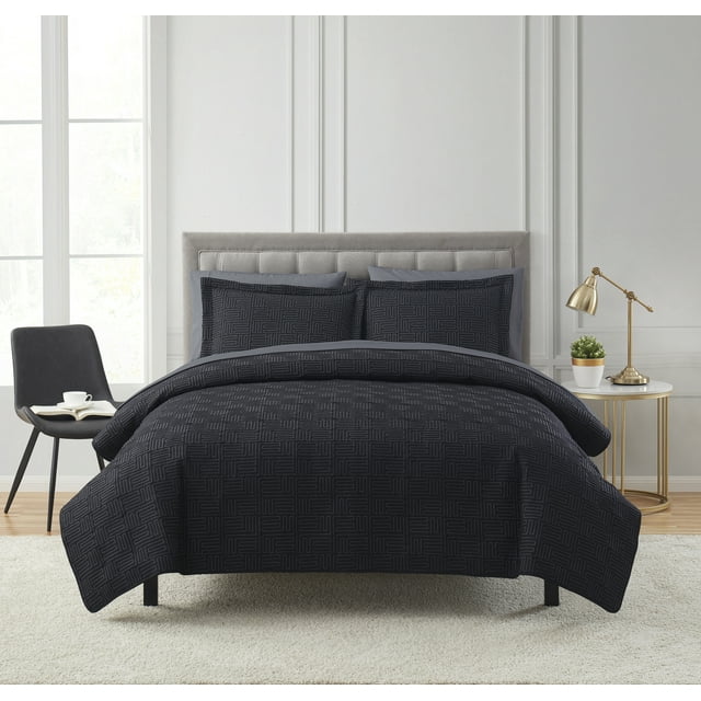 Mainstays 7 Piece Black Quilt Set with Sheets, King - Walmart.com