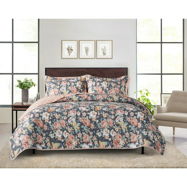 Mainstays All in One Reversible Quilt Set and Sheet Set- 7 Piece, Queen ...