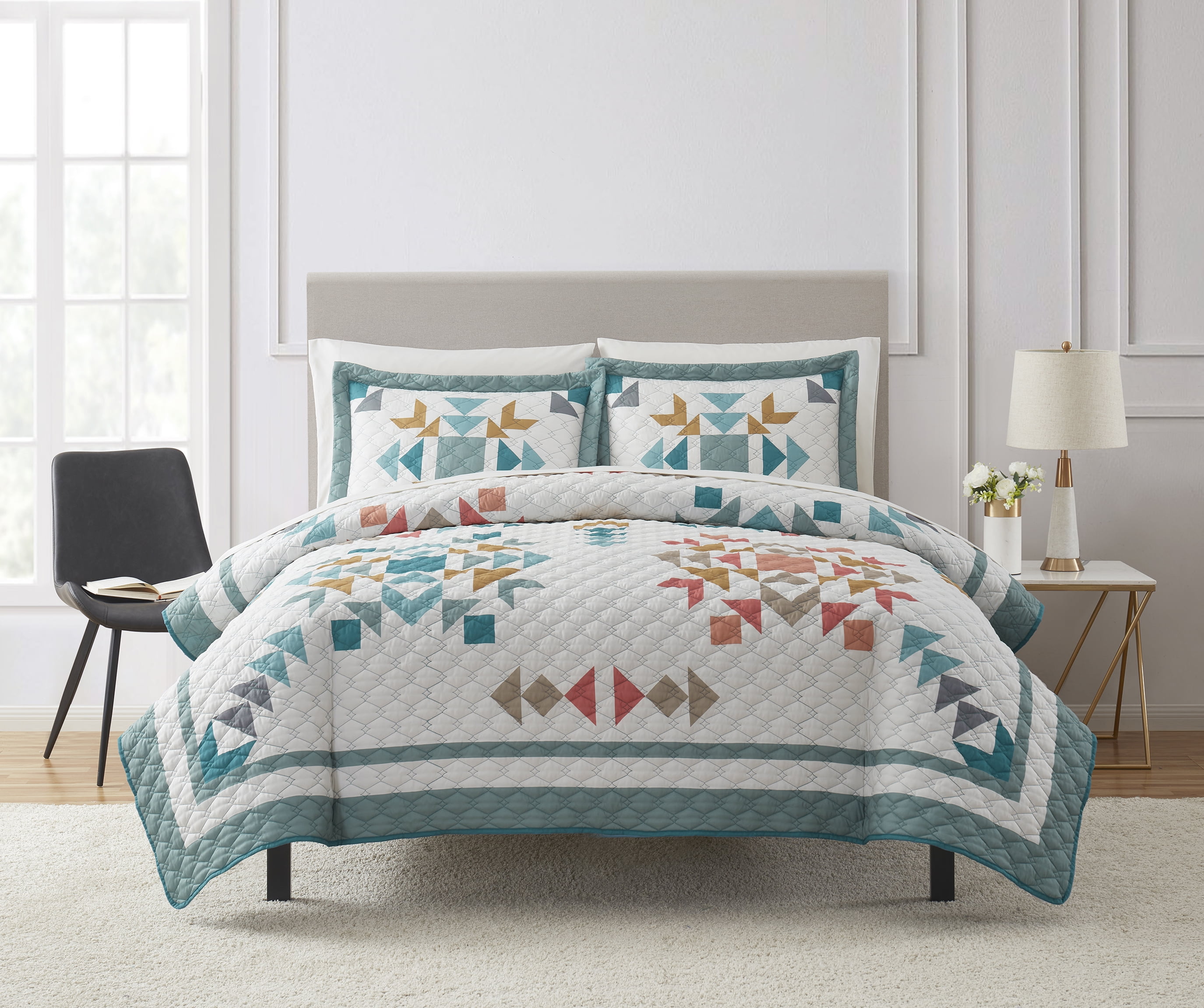 Mainstays 7 Piece Multicolor Quilt Set with Sheets, King - Walmart.com