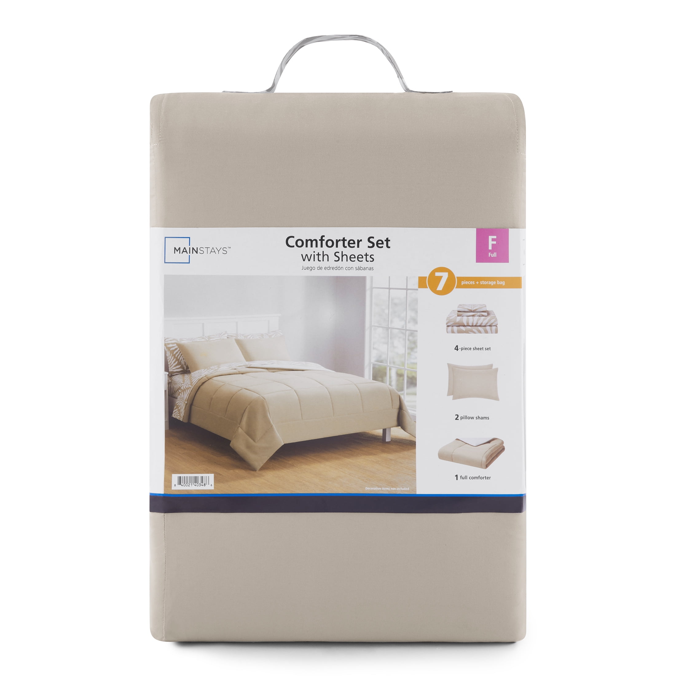 Mainstays 7 Piece Reversible Bed in a Bag Comforter Set with Sheets ...