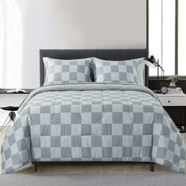 Mainstays 7 Piece Reversible Bed in a Bag Comforter Set with Sheets ...