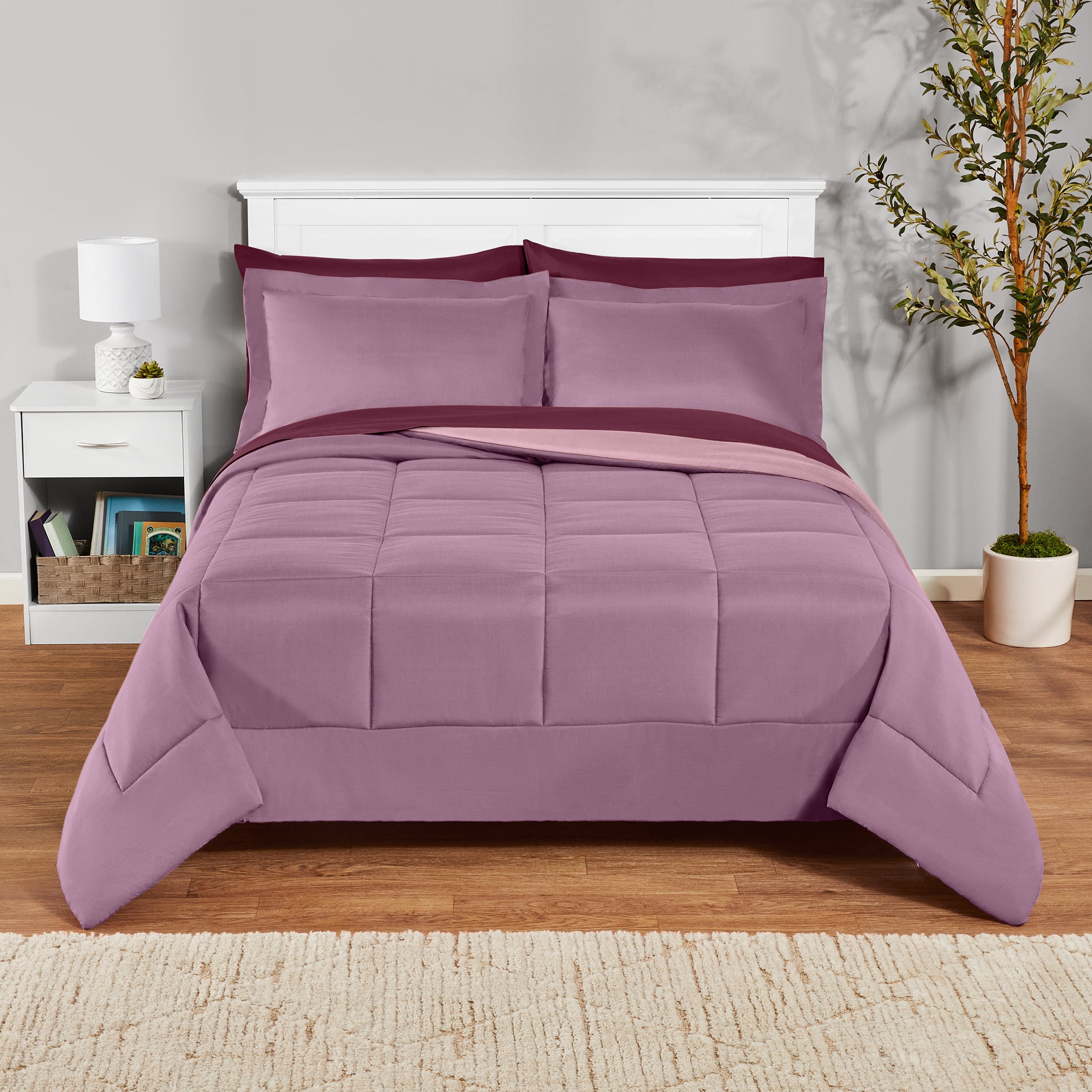 Mainstays All in One Reversible Comforter and Sheet set- 7 Piece, King ...