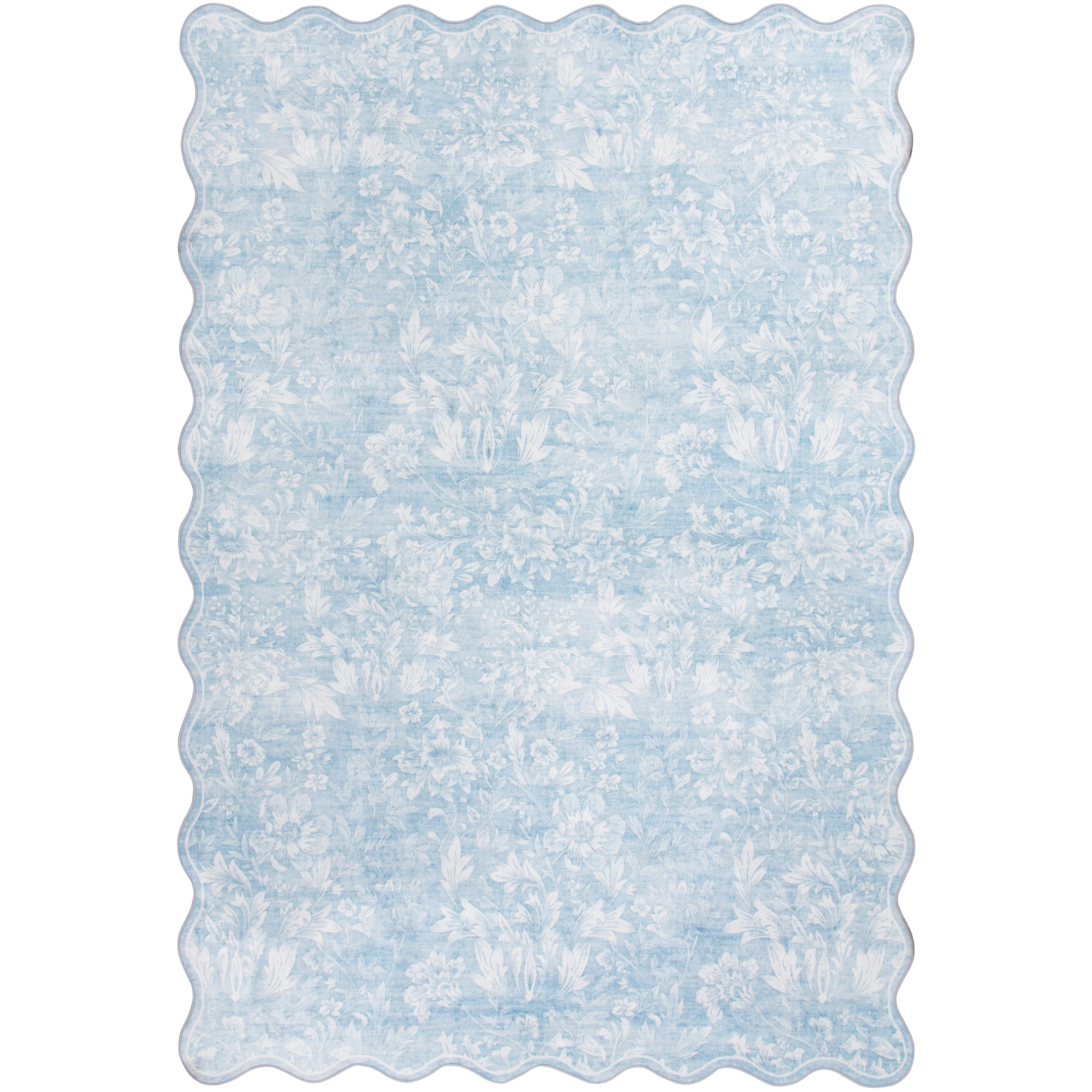 Mainstays 7'x10' Blue Feather Faux Fur Scalloped Indoor Area Rug ...