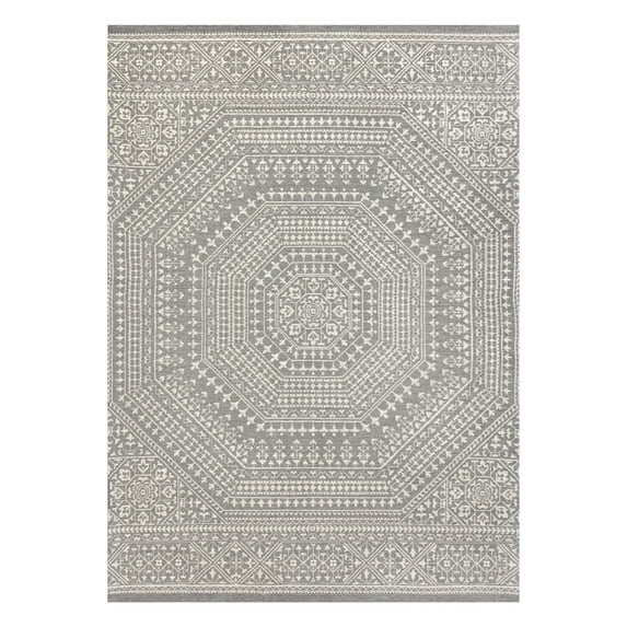 Free Shipping! Mainstays 7'x10' Woven Gray Medallion Outdoor Rug ...